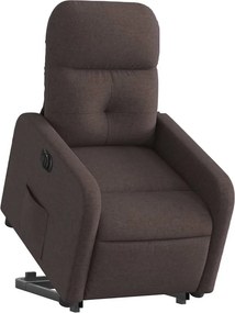 Elektrické zvedací polohovací křeslo tmavě hnědé textil 3206818