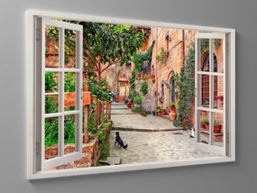 Liox Obraz okno do italské uličky Rozměr: 120 x 80 cm