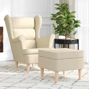 Křeslo s podnožkou krémové textil 3307996