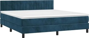 Box spring postel s matrací a LED tmavě modrá 180x200 cm samet 3134541
