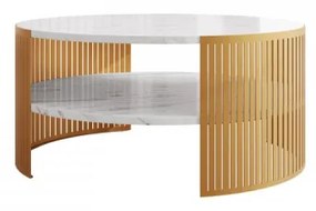 Konferenční stolek Zinzit Gold, Barva: zlatá / bílý mramor