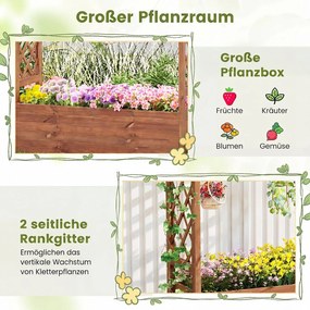 Costway Vyvýšený záhon s mříží a závěsným střešním boxem na rostliny s mříží