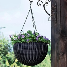 Keter Závěsný květináč Sphere antracit, pr. 35 cm