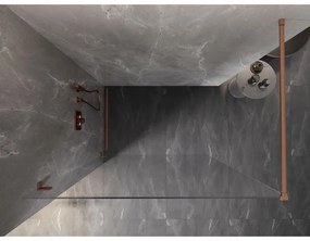 Mexen Lunar sprchová stěna levá 140 x 200 cm, 8mm čiré sklo, měděná matná, 830-140-000-65-00-L