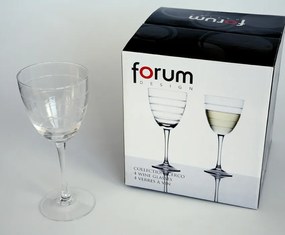 Sada -  4  ks sklenic 0,25 l na bílé víno - čiré sklo, broušené proužky