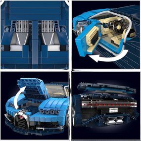 LEAN Toys Stavebnicové kostky – sportovní auto Bugatti, modré, 1212 dílků