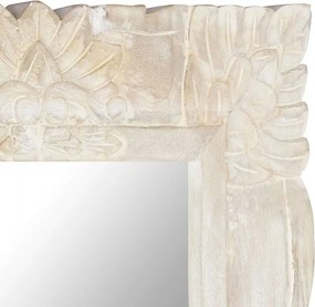 Zrcadlo bílé 110 x 50 cm masivní mangovníkové dřevo 321634