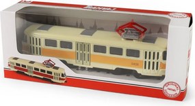 RAPPA Kovová česká retro tramvaj Tatra T3 s otevíracími středními dveřmi - 16 cm - žlutá
