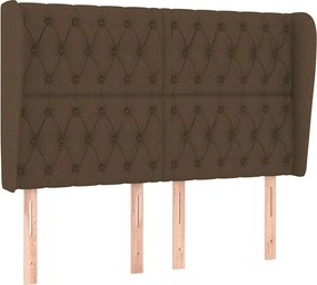 Čelo postele typu ušák tmavě hnědé 147x23x118/128 cm textil 3118293