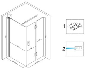 BPS-koupelny Čtvercový sprchový kout HYD-SK1390B 90x90 chrom/transparent + vanička HYD-SSV-RIKO černá