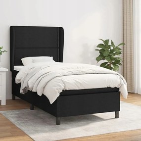 Box Spring Postel S Matrací Černá Textil Černá Hladké s hřebíky 90 x 190