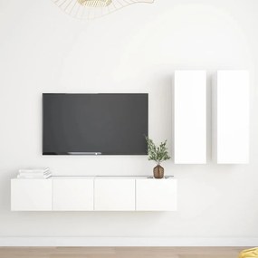 4dílný set TV skříněk bílý kompozitní dřevo 3078686