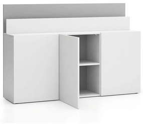 PLAN Kancelářská přístavná skříňka ke stolu LAYERS, dlouhá, bílá / šedá