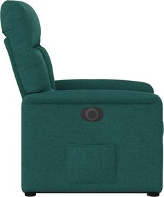 Elektrické zvedací polohovací křeslo tmavě zelené textil 3303058