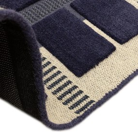 Tmavě modrý/béžový ručně tkaný vlněný koberec 160x230 cm – Asiatic Carpets