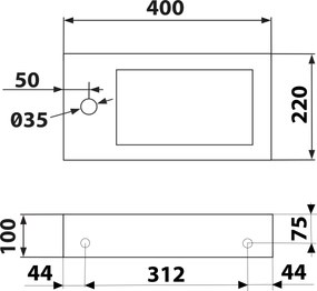 Sapho, BLOK kamenné umyvadlo 40x10x22 cm, otvor vlevo, černý Antracit, 2401-38