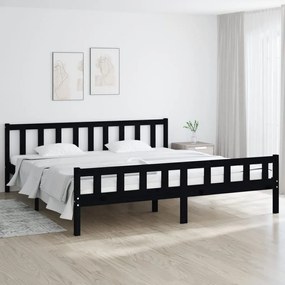 Rám postele černý masivní dřevo 200 x 200 cm - Default Title