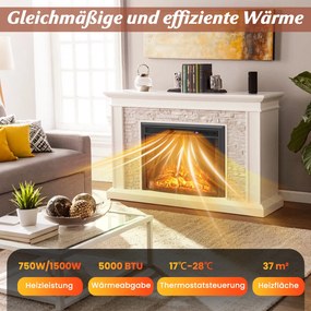 Costway 1500 W elektrický krb s vytápěním a dálkovým ovládáním a ochranou proti