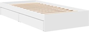 Rám postele se zásuvkami bílý 100 x 200 cm kompozitní dřevo 3280671