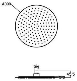 Laveo Rondo, horní/hlavová sprcha 300 mm, kulatý, chromová, LAV-NLX_0D2S