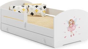ADRK Furniture Postel s matrací, zábranou a šuplíkem PEPE GIRL WITH WINGS 140x70 CH-Pep-Bar-Gir-Wing-140-n-E701