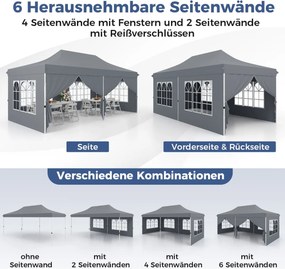 Costway Pavilon skládací altán s 6 odnímatelné boční stěny výškově nastavitelný