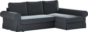 Potah na pohovku IKEA Backabro rozkládací se šezlongem barva šedá látka sametová