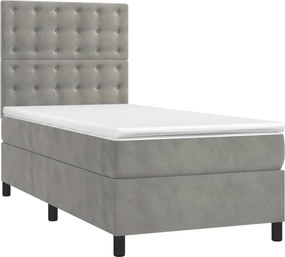 Box spring postel s matrací světle šedá 90x200 cm samet 3143241