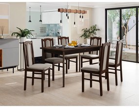 Rozkládací jídelní stůl se 6 židlemi AL08, Barva dřeva: olše-L, Potah: 26x - Kronos 22