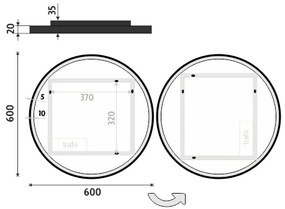 Nimco Černé kulaté LED zrcadlo pr. 600 - ZPC 28000R-90