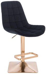 LuxuryForm Barová židle PARIS VELUR na zlaté hranaté podstavě - černá