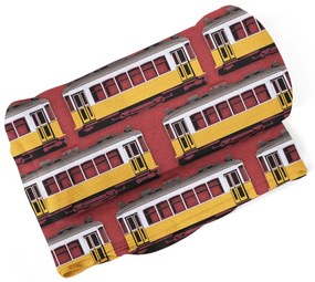 Sablio Deka Lisabonské historické tramvaje Červený Pattern - 190x140 cm