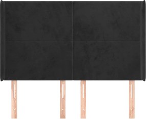 Čelo postele typu ušák černé 147x16x118/128 cm samet 3119350
