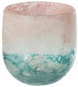 Tyrkysovo - růžový skleněný svícen Blush S - Ø11*11 cm