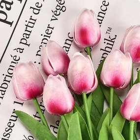 Bytová dekorace - kytice umělých tulipánů - 15 kusů Barva: 7 růžová