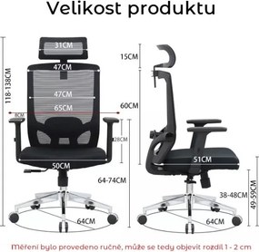 Kancelářská ergonomická židle Neoseat GRANDINI — síť / látka, černá, nosnost 150 kg