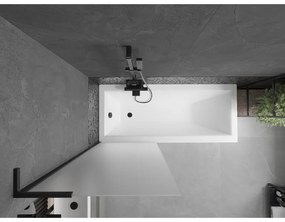 Mexen Next L, 1-křídlová vanová zástěna 70 x 150 cm, 6mm sklo námraza, černý profil, 895-070-000-03-30-70
