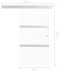 vidaXL Posuvné dveře ESG sklo a hliník 90 x 205 cm stříbrné