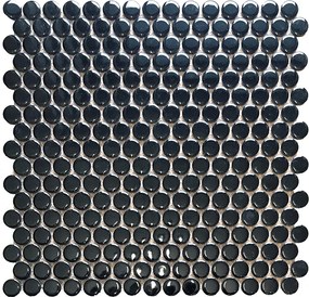 FIN Keramická mozaika černá Mozaika KOLEČKA Černá Lesk prům. 1,9 (31,5x31) cm - LVKN915