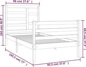 vidaXL Rám postele masivní dřevo 90 x 190 cm jednolůžko [3105826] Barva: Bílá