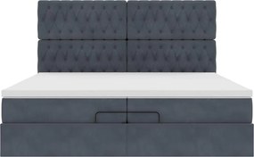 Osmanský rám postele s matrací tmavě šedý 200x200cm samet 3313566