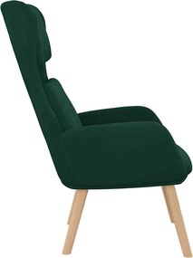 Relaxační křeslo tmavě zelené samet 341353