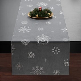 Vánoční ubrus - běhoun na stůl SNOWFLAKE tmavě šedá 40x140 cm Mybesthome