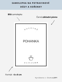 POHANKA – bílá samolepka na dózu, základní písmo, 6 × 8 cm | DomaLEP