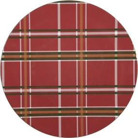 Červený károvaný servírovací talíř - Ø 33*1 cm