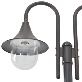 vidaXL Marketos Zahradní sloupová lampa 2 ramena E27 220 cm hliník bronzová
