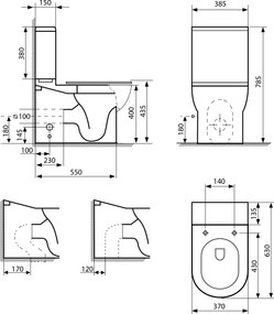 Aqualine JALTA WC kombi 37 x 78,5 x 63 cm Rimless spodní/zadní odpad bílá PB103RW