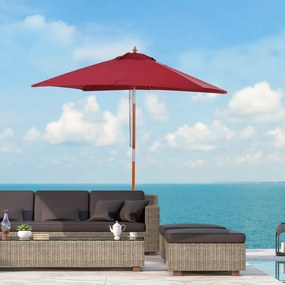 Konzolový balkonový slunečník Outsunny z jedlového dřeva, 3stupňově nastavitelný, vínově červený, 200x150x230cm pro zahradu a terasu | Aosom.de
