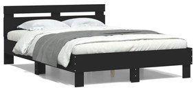 vidaXL Rám postele s čelem černý 135 x 190 cm kompozitní dřevo