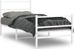 vidaXL Kovový rám postele s hlavovým a nožním čelem 90 x 200 cm [355376] Barva: Bílá